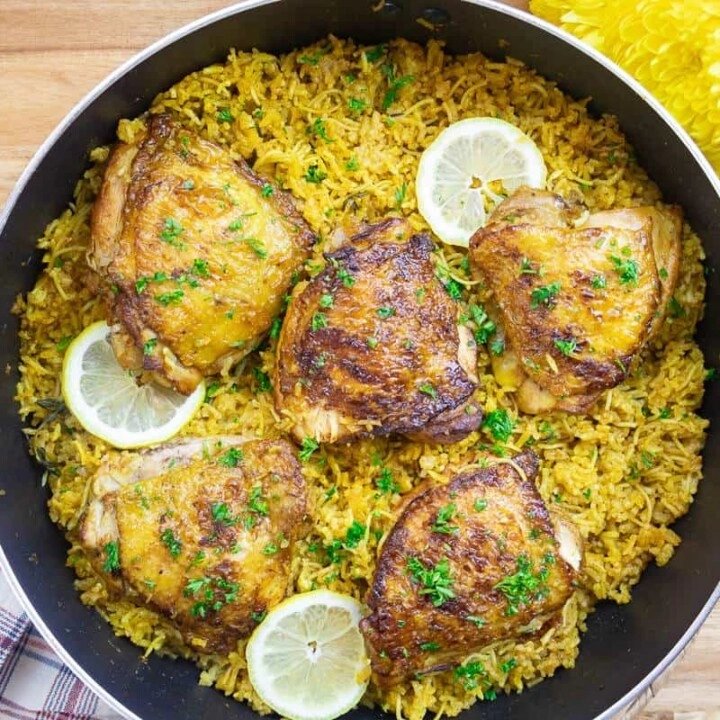 One Pot Lemon Garlic Chicken & Rice Pilaf | Lola Jay Yum!
